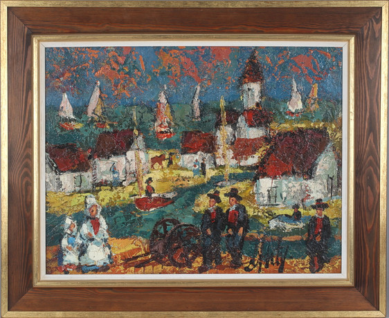 HENRY D'ANTY. At the village, oil on panel, signed. Art - Paintings ...