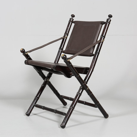 FOLDING CHAIR, colonial style, wood and leather. Furniture - Armchairs ...