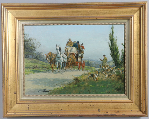 GEORGE WRIGHT (1860-1944). “A LONG PULL AND A BREAK” A COACH AND FOUR ...