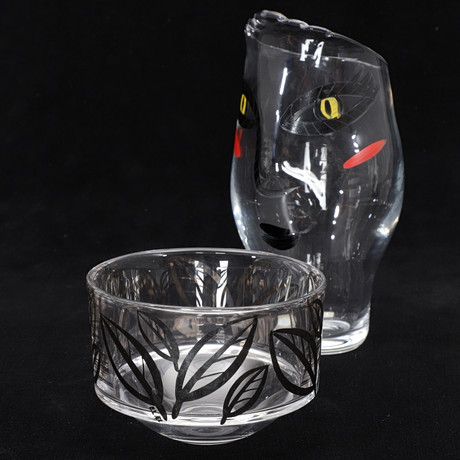 A glass vase and bowl, Ulrica Hydman Vallien and Erica Lagerbielke ...