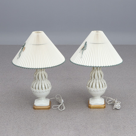TABLE LAMPS, A PAIR. Glazed ceramics. Second half of the 20th century ...
