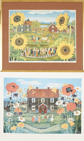 STINA SUNESSON. GRAFIK, 2 st, offset, "En sommarvisa" samt ...