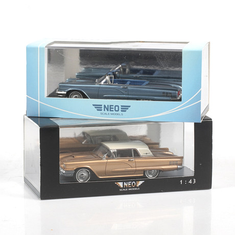 MODEL CARS, 2 pcs, resin, Ford Thunderbird Convertible & Hardtop 1958 ...