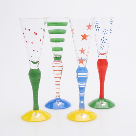 ANNE NILSSON, born 1953, 4 snapsglas. “Clown”, Orrefors. Glass ...