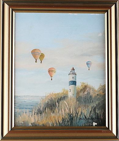 BRITA NORDENBERG. Ilmapallot, öljy kankaalle, signeerattu. Taide ...