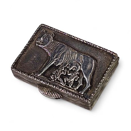 Silver collector's box punched with the Capitoline wolf. Silver ...