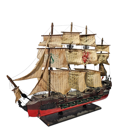 Model of an old sailing ship in carved and polychrome wood ...