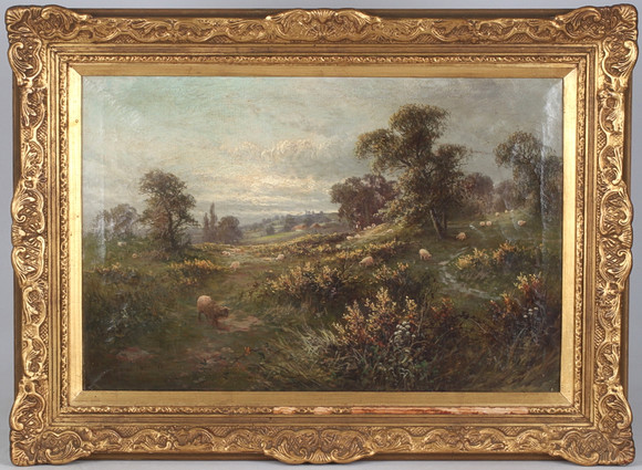 OIDENTIFIERAD KONSTNÄR. Pastoral landscape, oil on canvas signed Frank ...