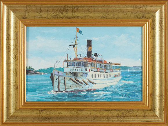 ISTVAN BOGNAR. oil on canvas, motif with archipelago boat, signed. Art ...
