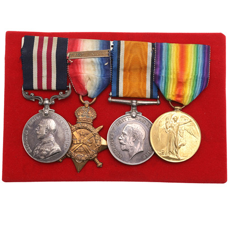 A FIRST WORLD WAR MILITARY MEDAL GROUP OF FOUR TO THE ROYAL ARMY ...