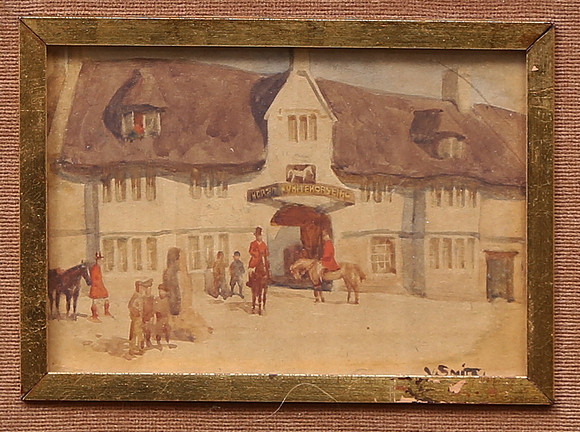 V. SMITH (ENGLISH SCHOOL, EARLY 20TH CENTURY). Horsemen in front of an ...