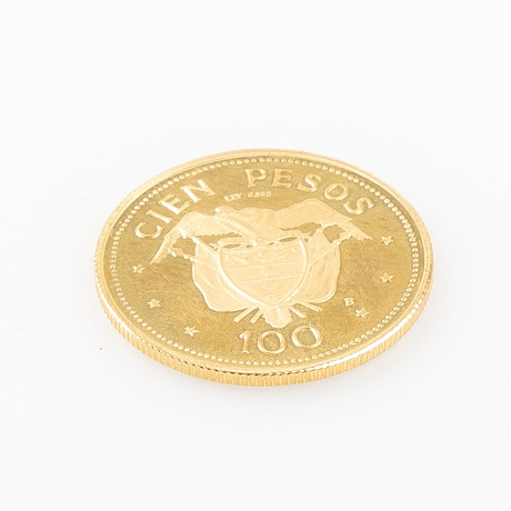 COIN, 0,900 (21.6K) gold, Colombia, 100 pesos, 1968. Coins, Medals ...