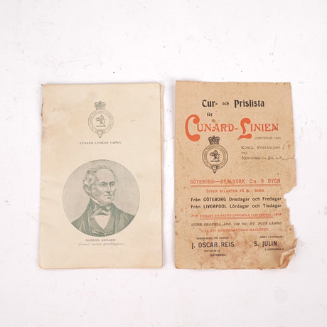 CUNARD LINE. Tour/price list and information leaflet, first part of the ...