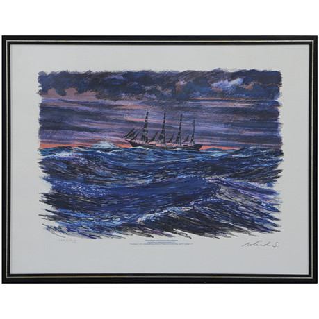 ROLAND SVENSSON. (1910-2003) LITHOGRAPH “FULL RIGGER” 400/450, SIGNED ...