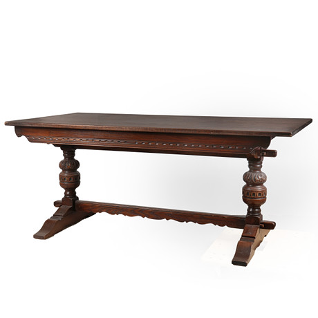 AN ELIZABETHAN STYLE OAK DINING TABLE. Furniture - Dining tables ...