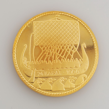 JETONG, guld, 24k, Sporrong, vikt 100 gram. Mynt, Medaljer & Frimärken ...