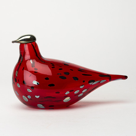 OIVA TOIKKA. Fågel, "Ruby Bird", glas, Nuutajärvi, signerad O. Toikka ...