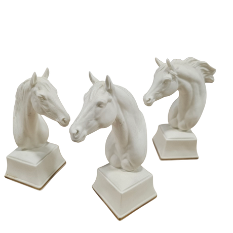 Collection of 3 horse heads in Royal Worcester fine Bone porcelain ...