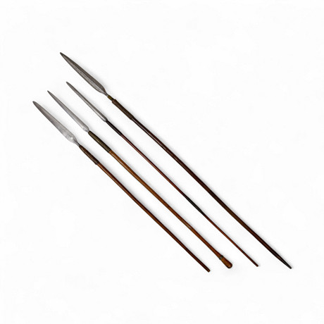 An African spear, 18th/20th century, double-edged tip, wooden shank ...