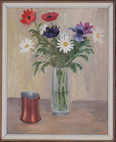 KARL BOHLIN. Flower still life, oil on panel, signed, Bergsjö. Art ...