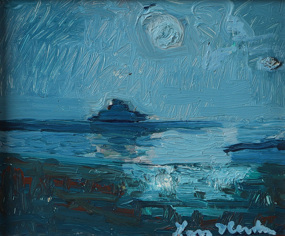 LARS HERDER. Coastal lot with boat, oil on panel, signed. Art ...