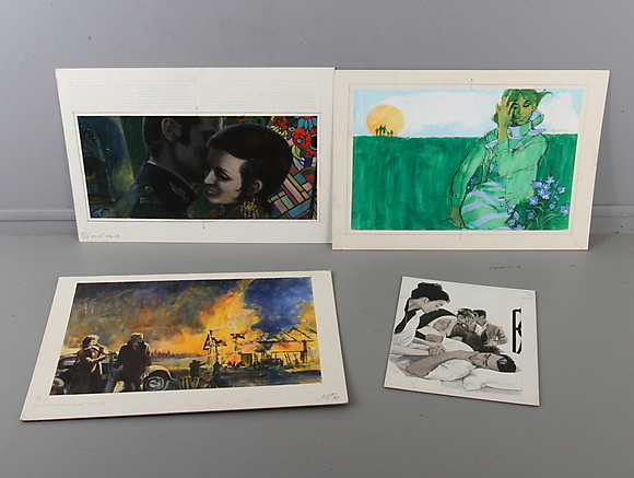 GERD MILLER. Tillskriven. 4 st, illustrationer, blandteknik. Konst ...