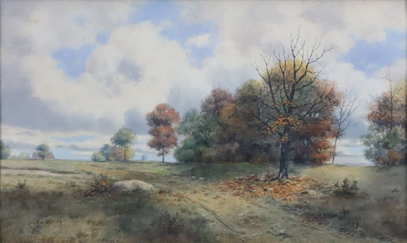BURGY, FREDERIK S. (XIX/XX). Autumn landscape, 1909, watercolor on paper. Art - Paintings ...