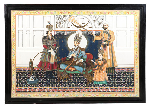 A LARGE & IMPRESSIVE INDIAN GOUACHE OF SHAR BADAR ZAFAR II. Art ...