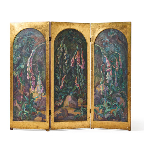 SIGURD SWANE (DENMARK, 1879-1973). Foxgloves (screen in three parts ...