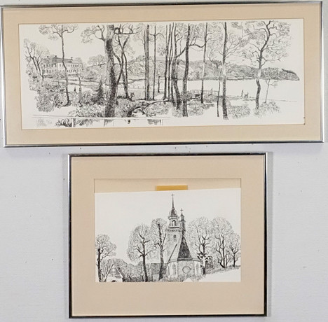 CLAES FOLCKER (1940-2019), 2 st, litografier, Edsbergs Slott samt ...