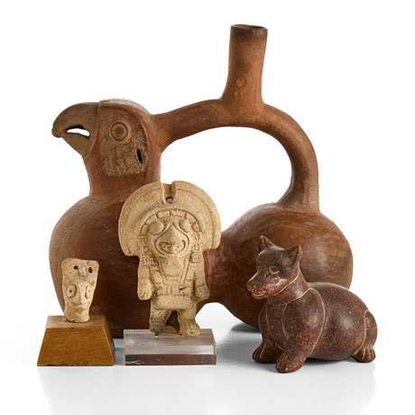 DECORATIVE POTTERY, Pre-Columbian Style, Peruvian Moche Style Stirrup ...