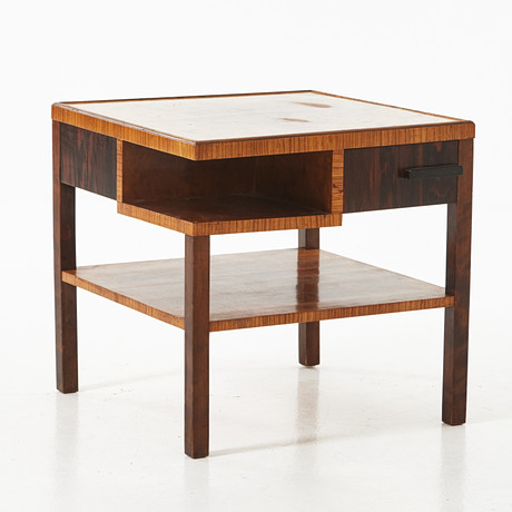 COFFEE TABLE, smoking table, art deco, veneered in birch, with drawers ...