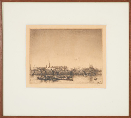 AXEL FRIDELL. “Albert Embankment”, dry-needle engraving, signed, dated ...