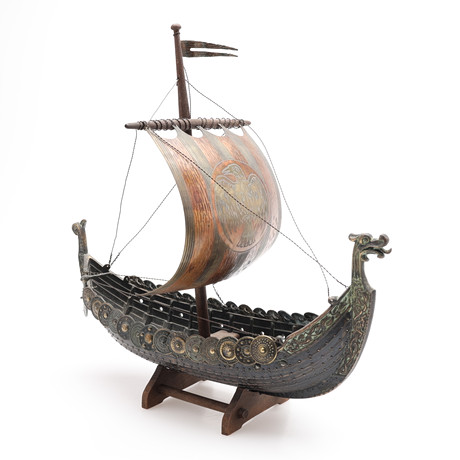 VIKINGASKEPP, BRONS, IRON ART COPENHAGEN, DANMARK. Konst - Skulptur ...
