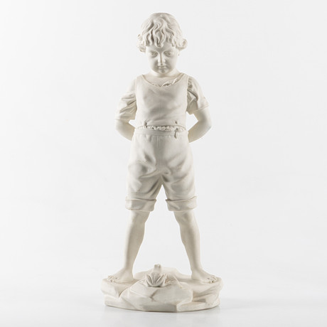 PER HASSELBERG. EFTER. Skulptur, Parian, "Pojken med grodan ...