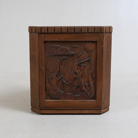 CORNER CABINET, wall hung, decoration in relief. Furniture - Cupboards ...