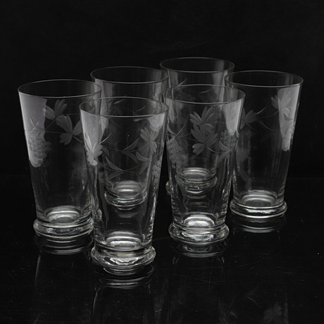 A set of six 20th century decorated GROGG GLASSES. Glass - Tableware ...