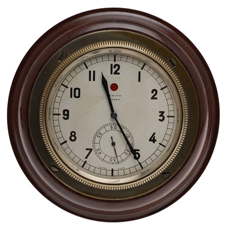 A CIRCULAR MAHOGANY WALL MOUNTED CLOCK BY ZENITH. Clocks & Watches ...