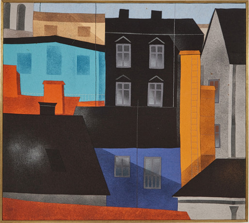 WIBEKE BECK-FRIIS (1916-2008). city motif, fabric applique, monogram ...