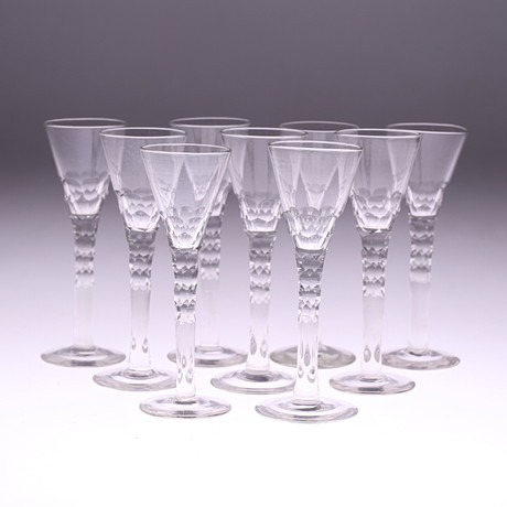 A set of nine snapsglas, with a cut foot, circa 1900. Glass - Tableware ...