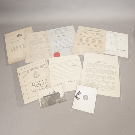 COLLECTION OF ROYAL OBSERVER CORPS DOCUMENTS. Weapons & Militaria ...