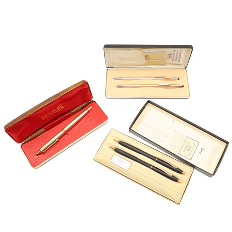 TWO CASED CROSS PEN AND PENCIL SETS AND ANOTHER PEN. Collectables ...
