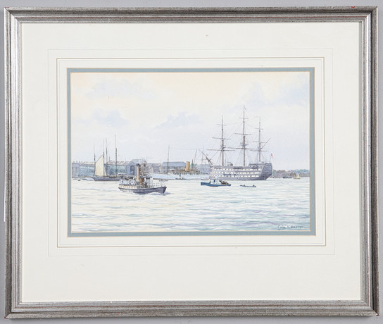 COLIN M. BAXTER (B. 1963). HMS VICTORY IN PORTSMOUTH HARBOUR C. 1911 ...