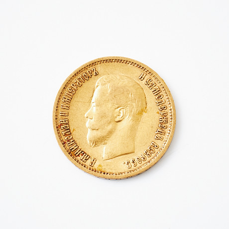 A 21.6k gold coin, 10 roubles, Emperor Nicholas II (1894-1917), Russia ...
