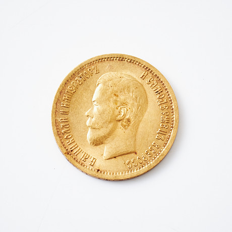 A 21.6k gold coin, 10 roubles, Emperor Nicholas II (1894-1917), Russia ...