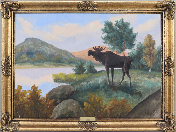 M MÜLLER. "Moose", oil on canvas, signed. Art - Paintings - Auctionet