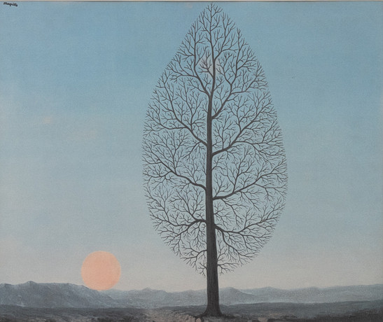 AFTER RENÉ MAGRITTE. Tree motif, offset print, signed in print. Art ...