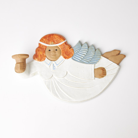 MARGARETA HENNIX. Wall candlestick, angel, glazed stoneware ...