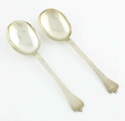 A pair of rat-tail spoons, sterling silver, William Aitken, Birmingham ...