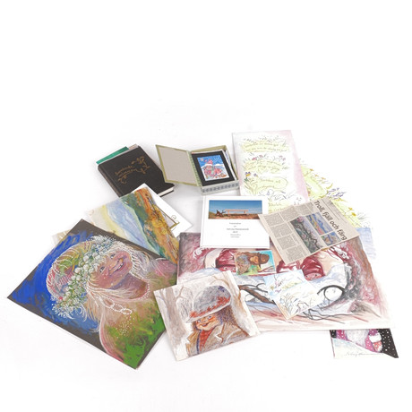SOLVEIG HAMMARSTEDT. Div paintings, painted cards, newspaper clippings ...